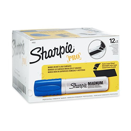 Sharpie 44003 Pro Magnum Permanent Markers, Chisel Tip, Blue, Box of 12 ...