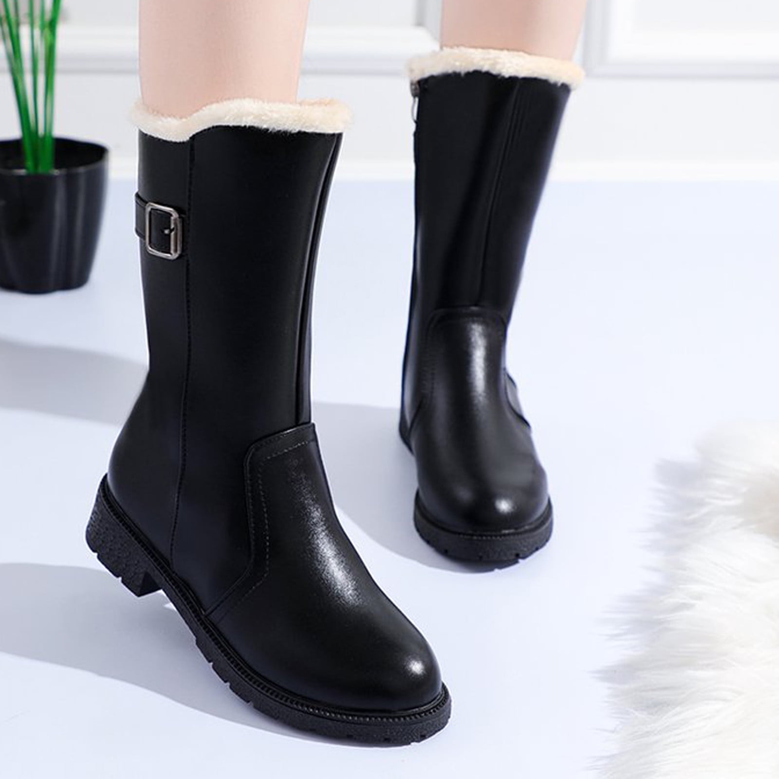 Click here for Aqestyerly Womens Mid Length Winter Boots Round To... prices