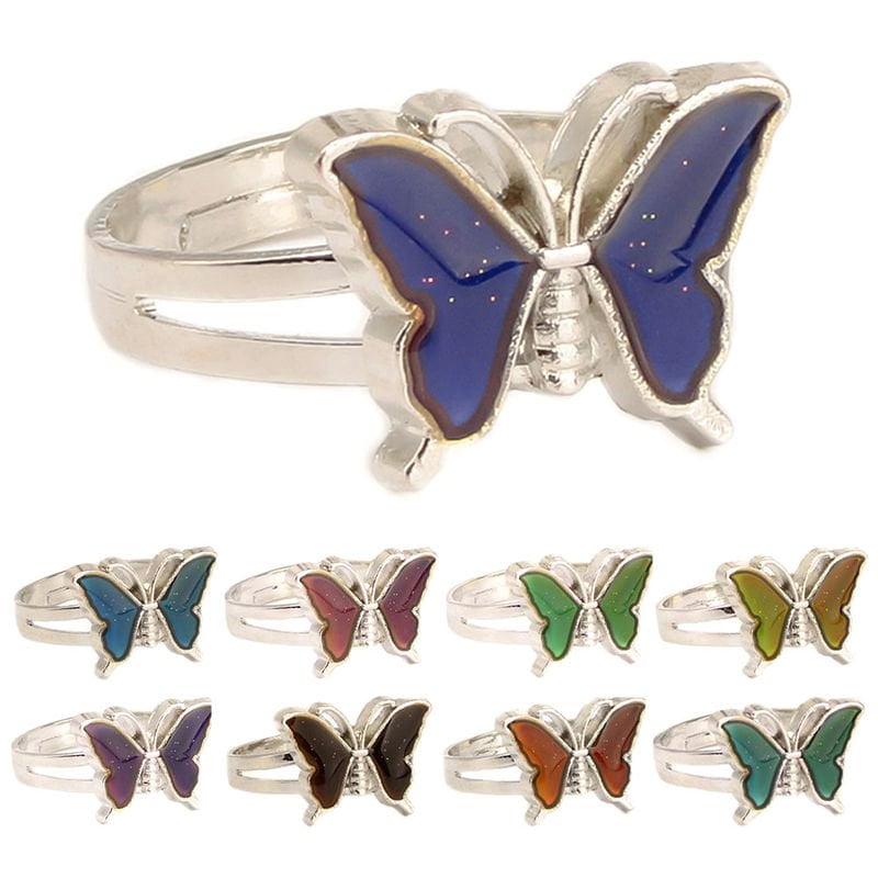Mood Ring Butterfly Color Changing Emotional Feeling Adjustable Size ...