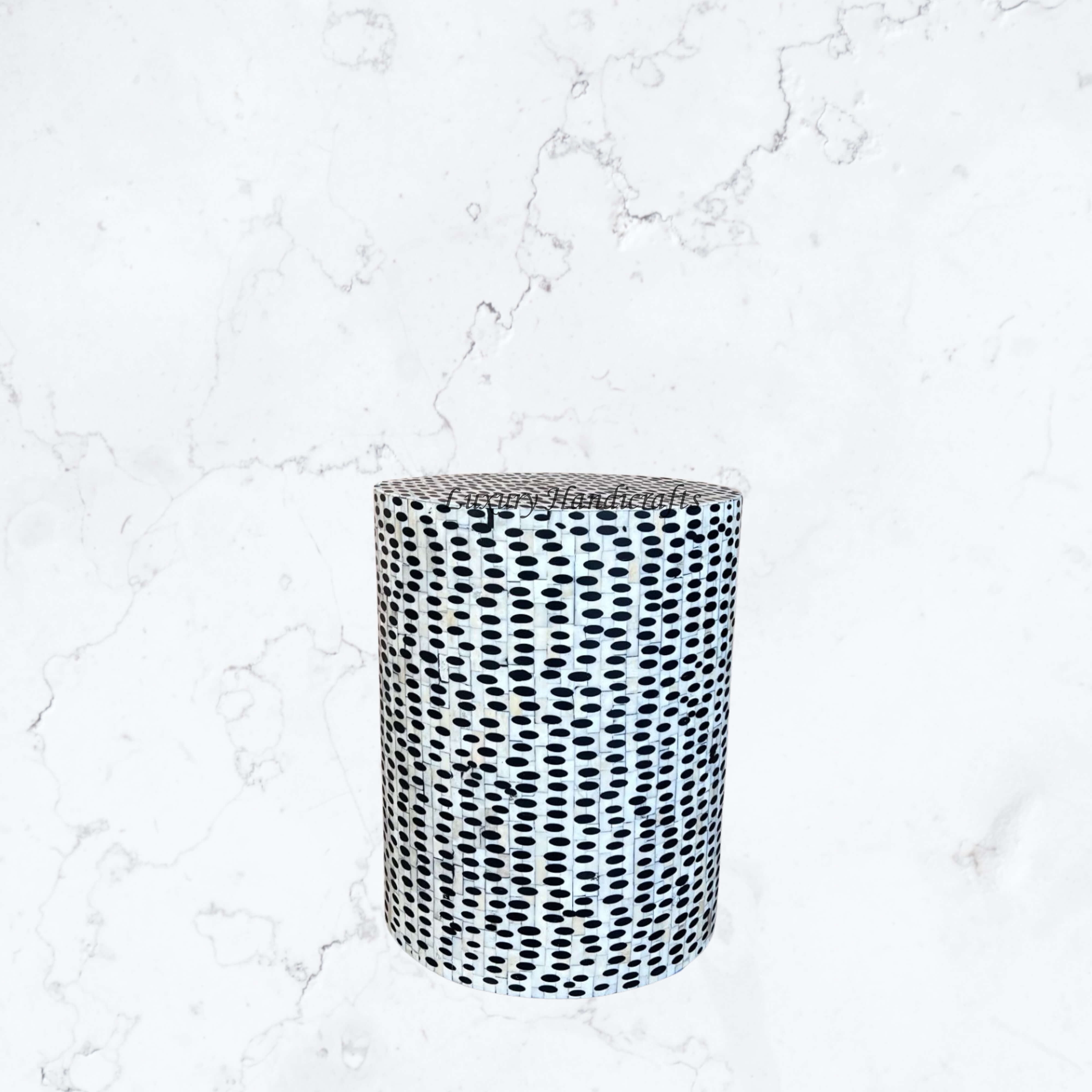 FUSION Full Bone Inlay Round Side Table Black - Walmart.com