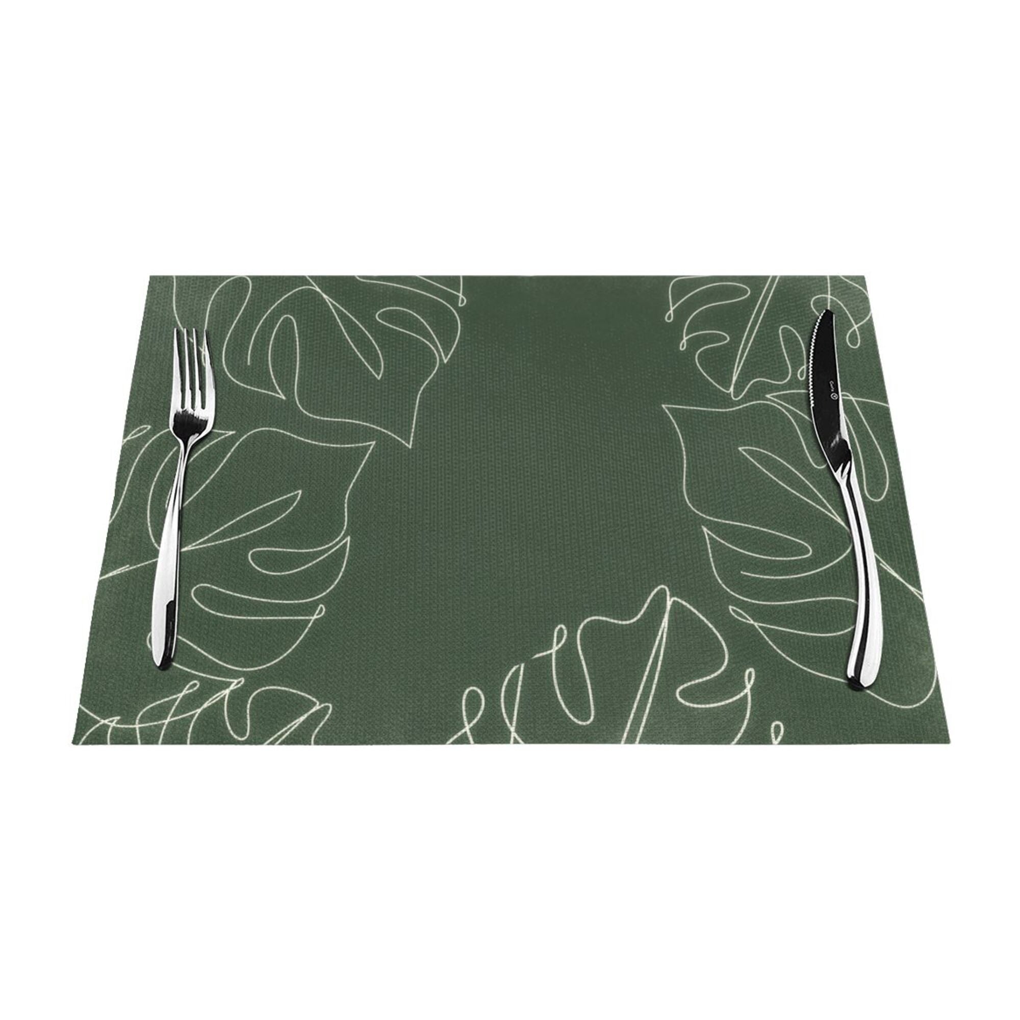 YFYANG Washable Heat-Resistant Placemats, 70% PVC/30% Polyester, Plant ...