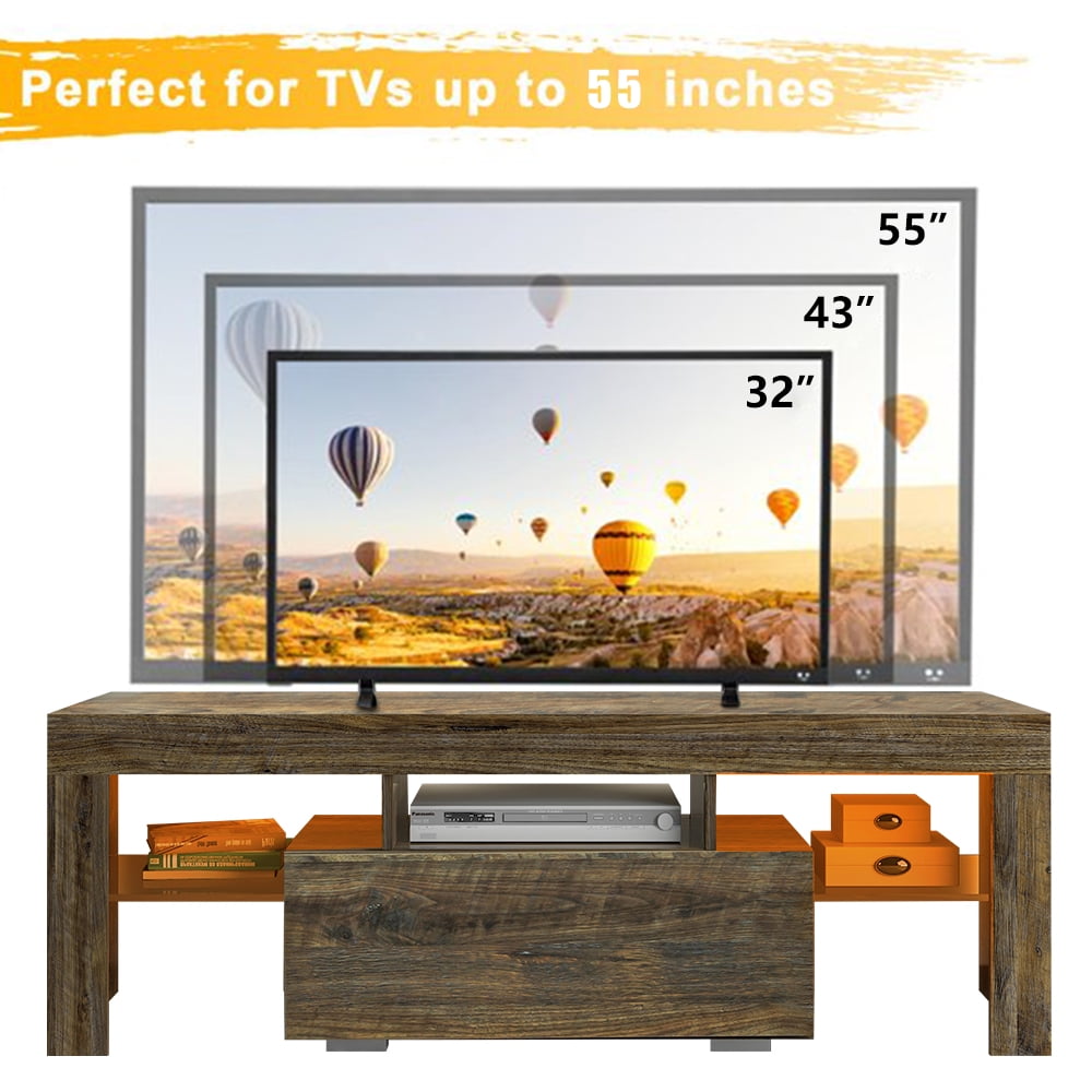 Buy SESSLIFE TV Stand for 55 inch TV with Storage, LED Entertainment ...