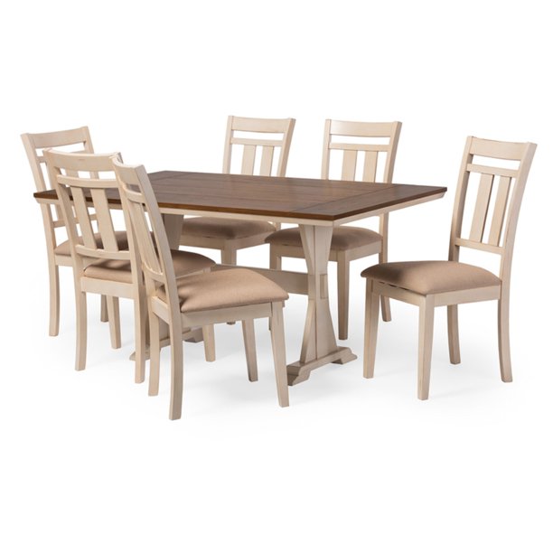 Baxton Studio Roseberry Shabby Chic 7 Piece Dining Table Set - Walmart.com