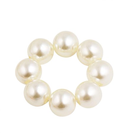 Sweet and Elegant Simulation Big Pearl Hair Rope Handmade Beaded ...