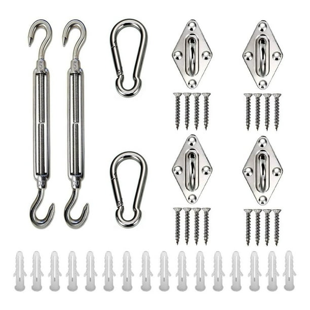 8-piece Set of Sun Sail Attachment, 2 Stainless Steel Turnbuckles 2 ...