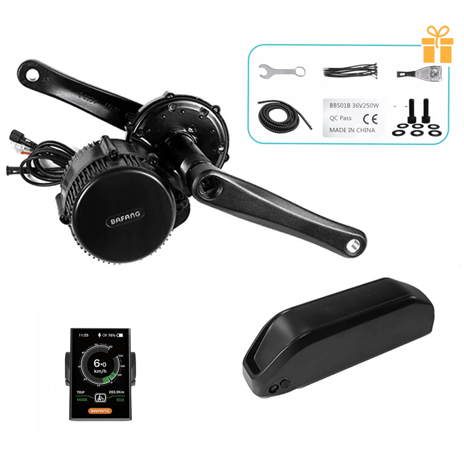 Bafang Mid Drive Motor 1000W Kit 52V BBSHD Electric Bicycle Conversion Kit C18 with 20AH Battery ...