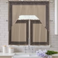 Brown Geometric 3 Pieces Swag Kitchen Curtains Set, Black Greek Key ...