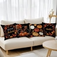 Fall Pumpkin Maple Leaf Bicycle Pillow Covers, 18x18 Set of 4 Autumn Black Background Throw ...