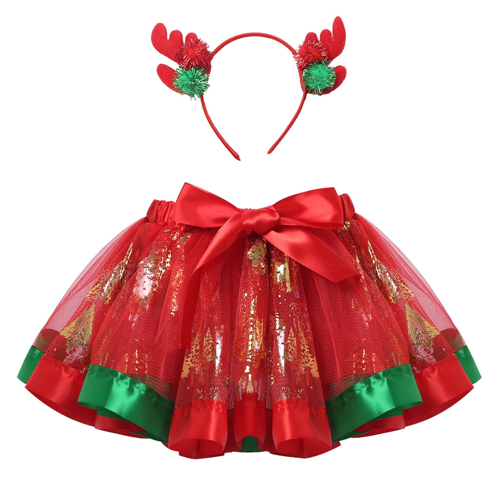 inhzoy Girls' Christmas Tutu Skirt Costume with Hair Hoop Layered Tutu ...