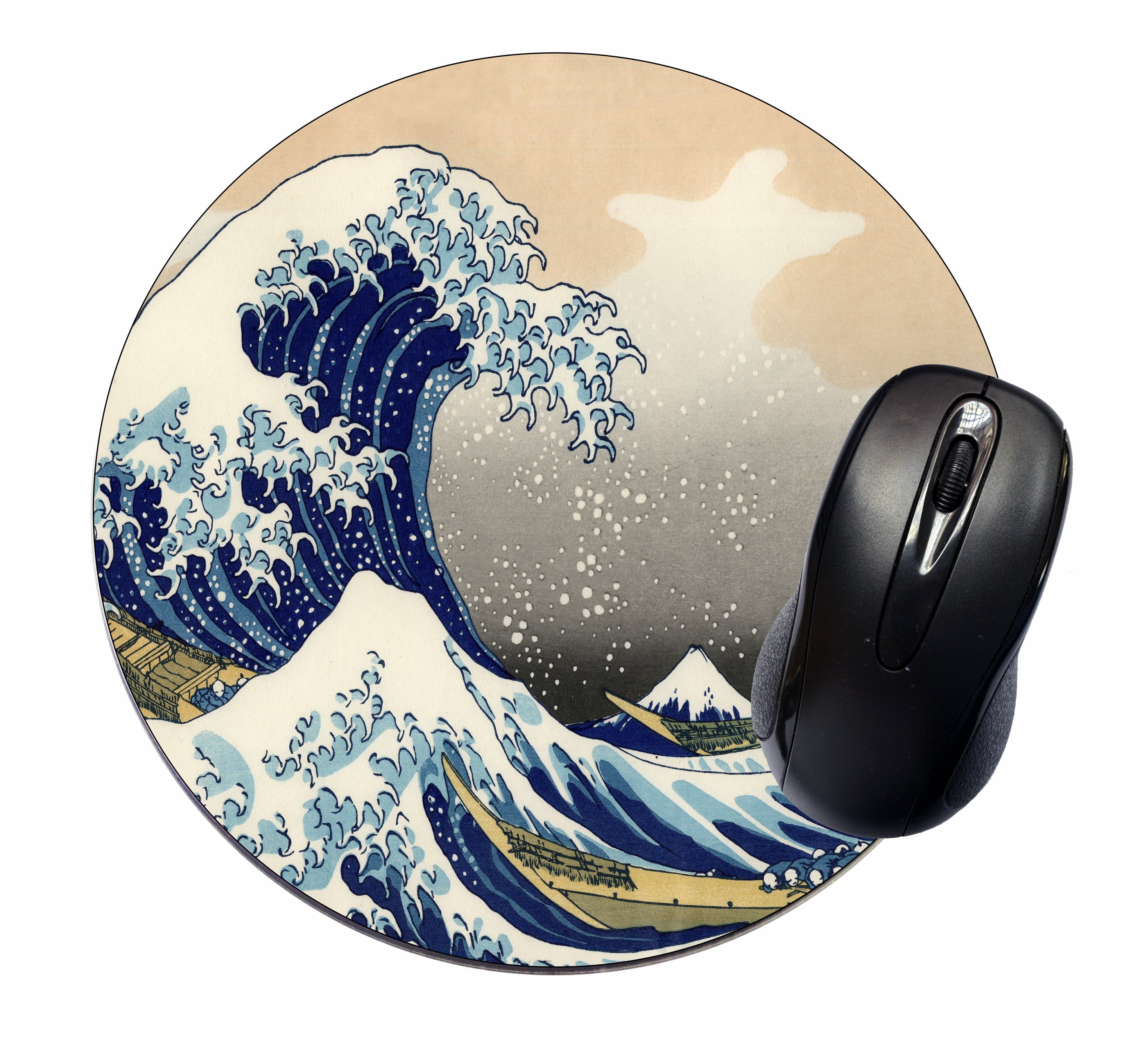 Mouse Mat Pad Mousepad Cute Desk Round Circle Mousemat Hokusai's The ...