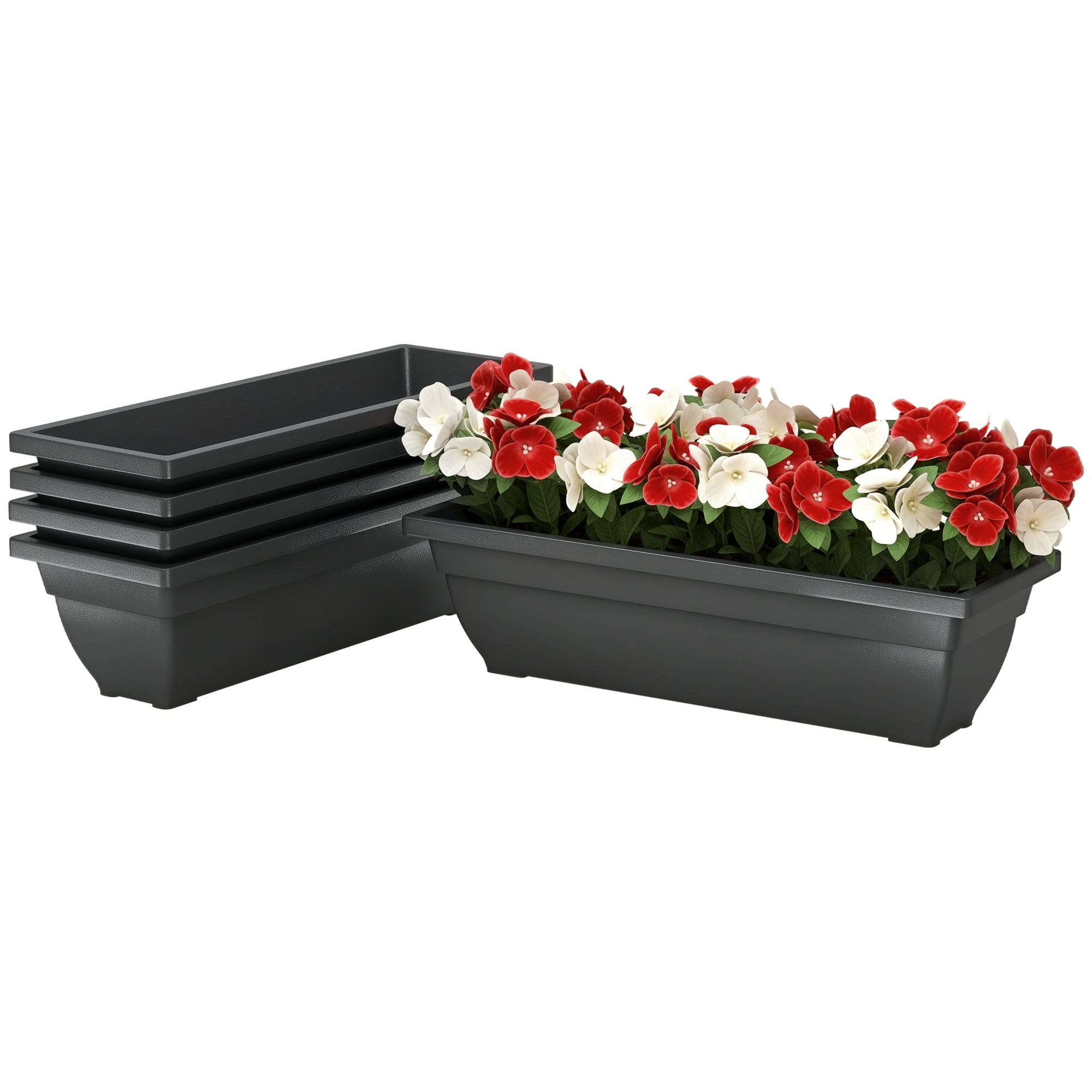 Outsunny 5 Pack 23 Inches Window Boxes Planters  Black 23.2 X 8.3 X 6.3