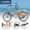MOPHOTO 7 Speed Adult Tricycle, 24" 3 Wheels Cruiser Bike, Black Trike ...