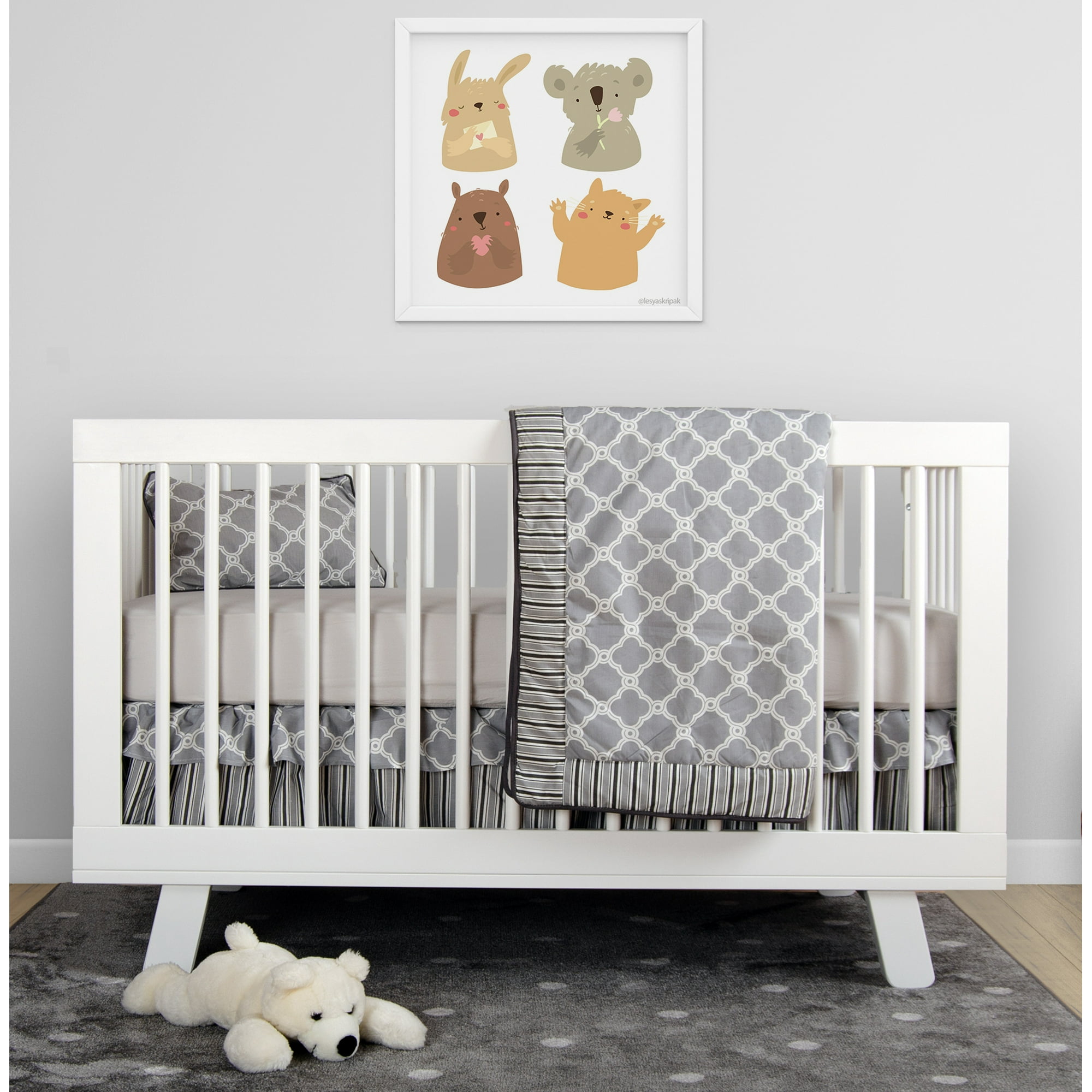 Click here for Babyfad Clover Grey 9 Piece Crib Bedding Set - Sof... prices