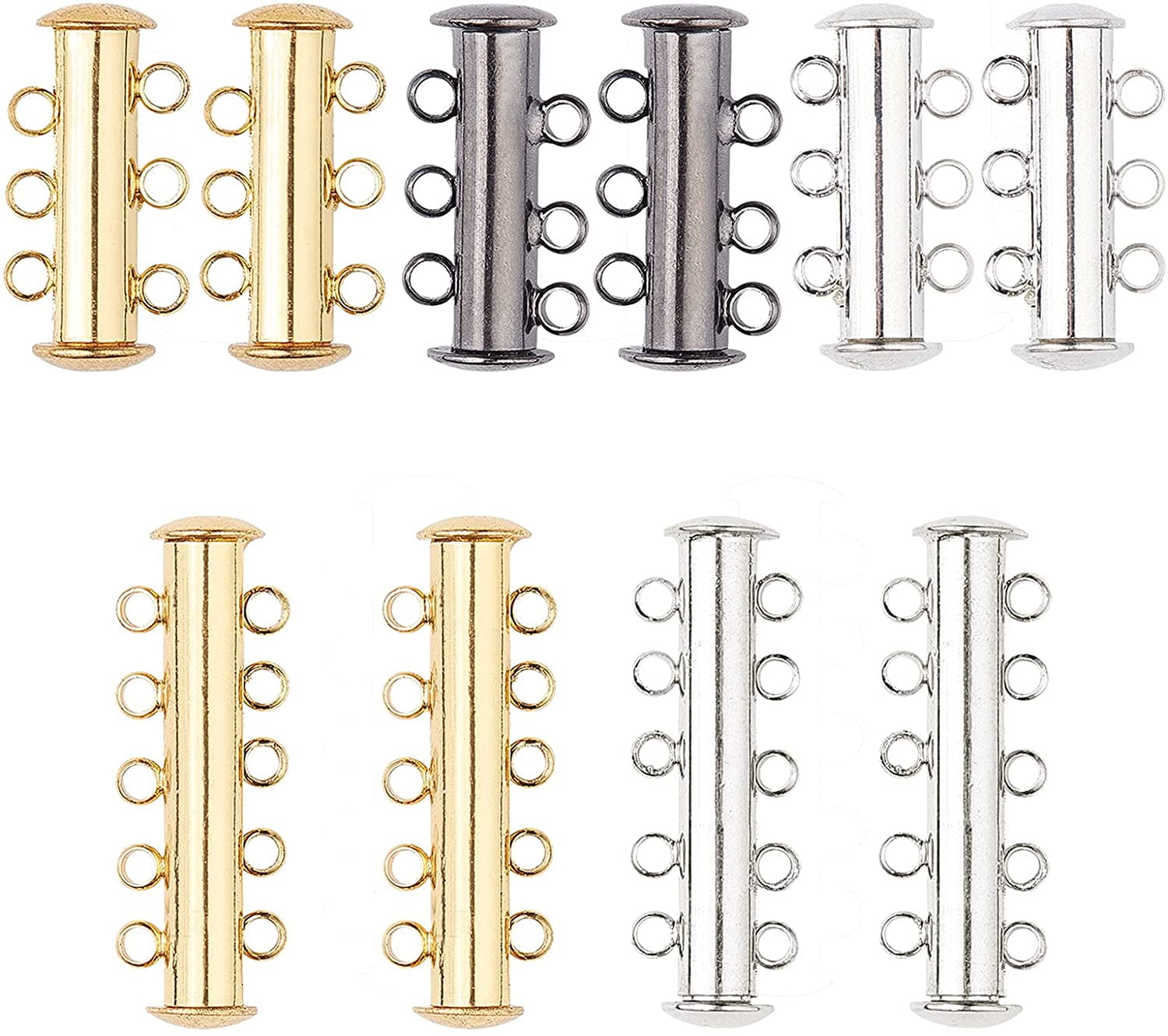 10 Sets 3 Colors Slide Clasp Lock Multi Strand Slide Magnetic Tube ...