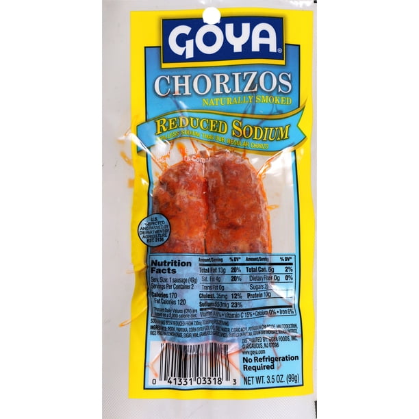 GOYA Chorizos Reduced Sodium 3.5 Oz - Walmart.com