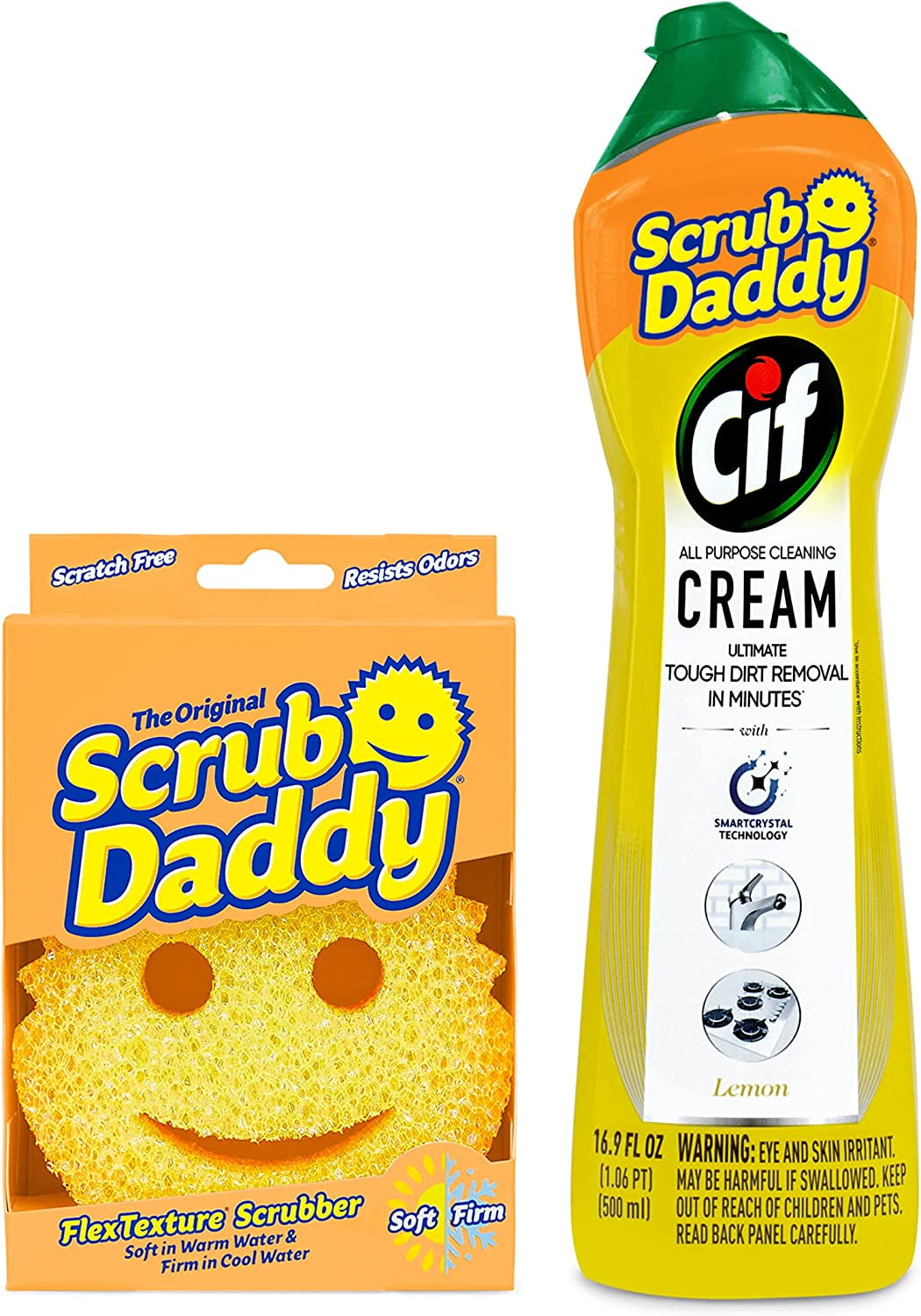 Scrub Daddy OG + Cif All Purpose Cleaning Cream, Lemon - Multi Surface ...