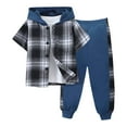 Little Boy Outfit Sets Short Sleeve Patchwork Print Hooded Tops Pants ...