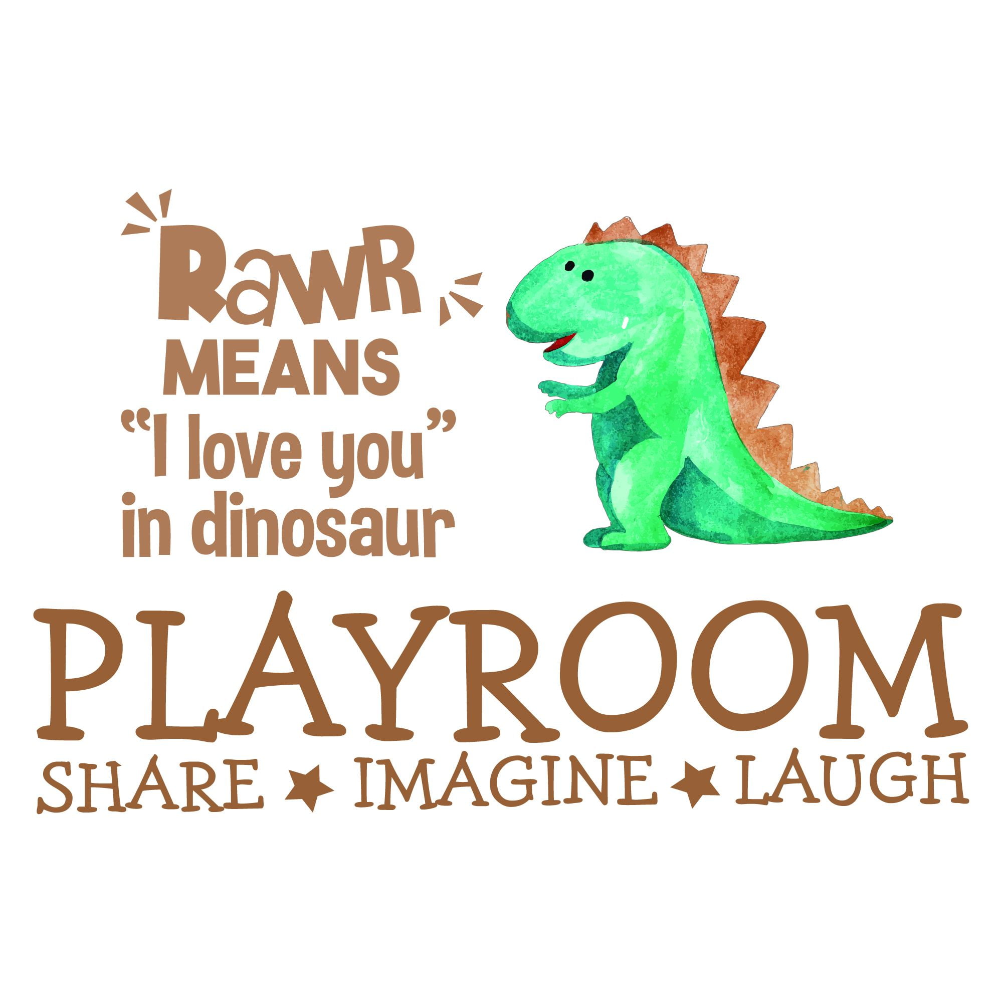 Share Imagine And Laugh Watercolor DinosaurWall Decal Decoration Rawr ...
