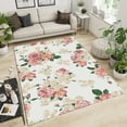 3D Pink Flower Area Rugs, Romantic Rug On White Background, Porch Mat ...