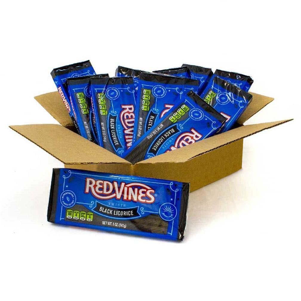 RED VINES Twists, Black Licorice Soft & Chewy Candy, 5oz Movie Tray (12 ...