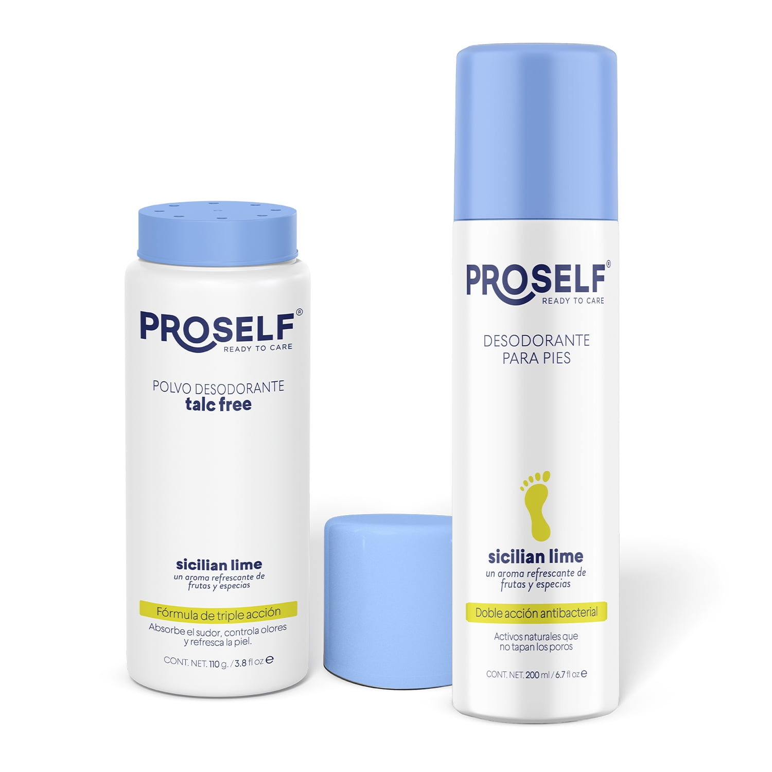 Duopack Desodorante para Pies PROSELF, Antibacterial, 200 ml + Polvo Desodorante, Libre DE Talco ...