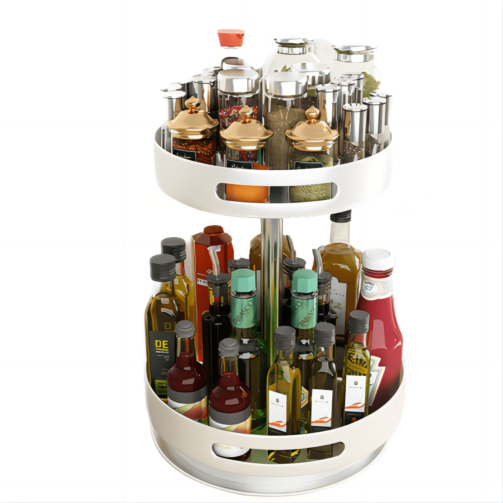 Holocky 2 Layer Liftable Rotating Spice Rack Kitchen Round Seasoning ...