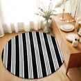 Black Stripes Round Living Room Rugs 6 ft, Coastal Black White Gray ...
