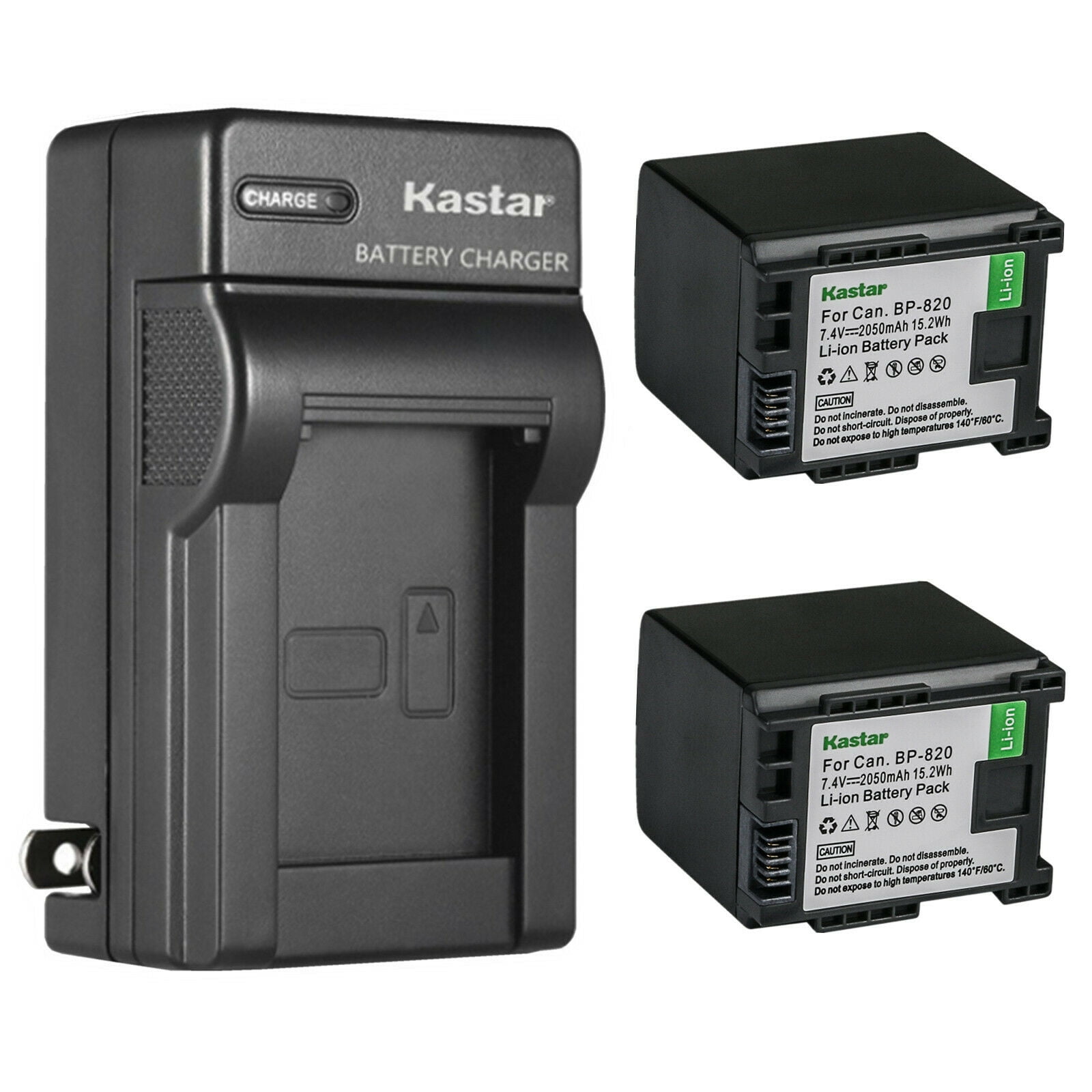 Kastar 2-Pack BP-820 Battery and AC Wall Charger Replacement for Canon XA40, XA45, XA50, XA55 ...
