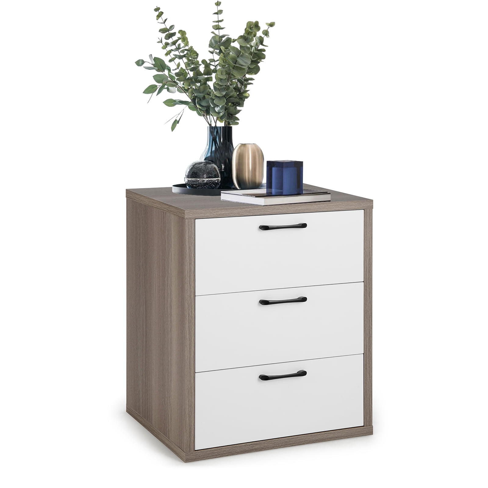 Storage Cabinet with 3 Drawers, Wood Chest of Drawer with Storage, MDF ...