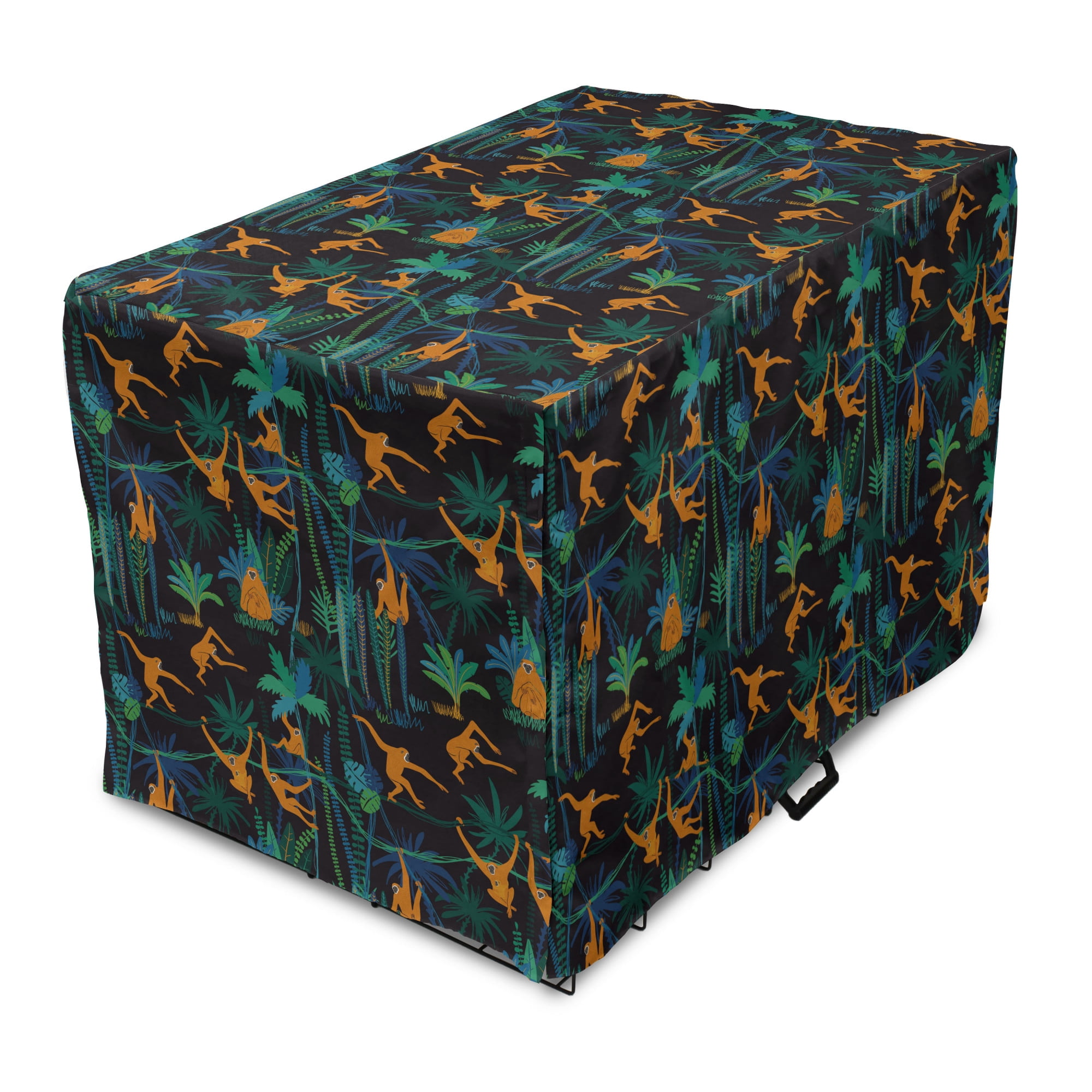 Monkeys Dog Crate Cover, Wildlife Composition of Animals in a Jungle ...