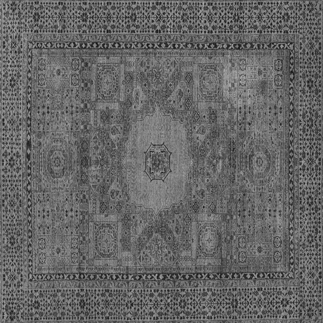 Ahgly Company Indoor Square Abstract Gray Modern Area Rugs, 5' Square ...