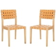 Safavieh Couture Bette Modern Leather Dining Side Chair, Tan/Natural ...