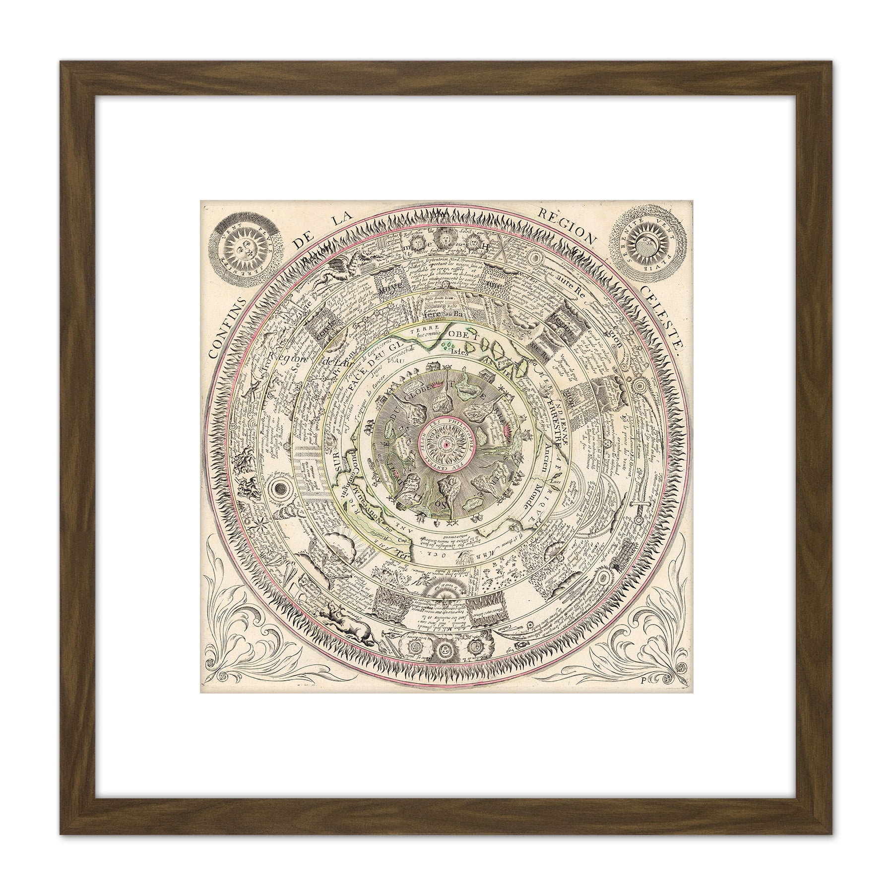 Map Mariette 1696 Celestial Ptolemaic Chart 8X8 Inch Square Wooden ...