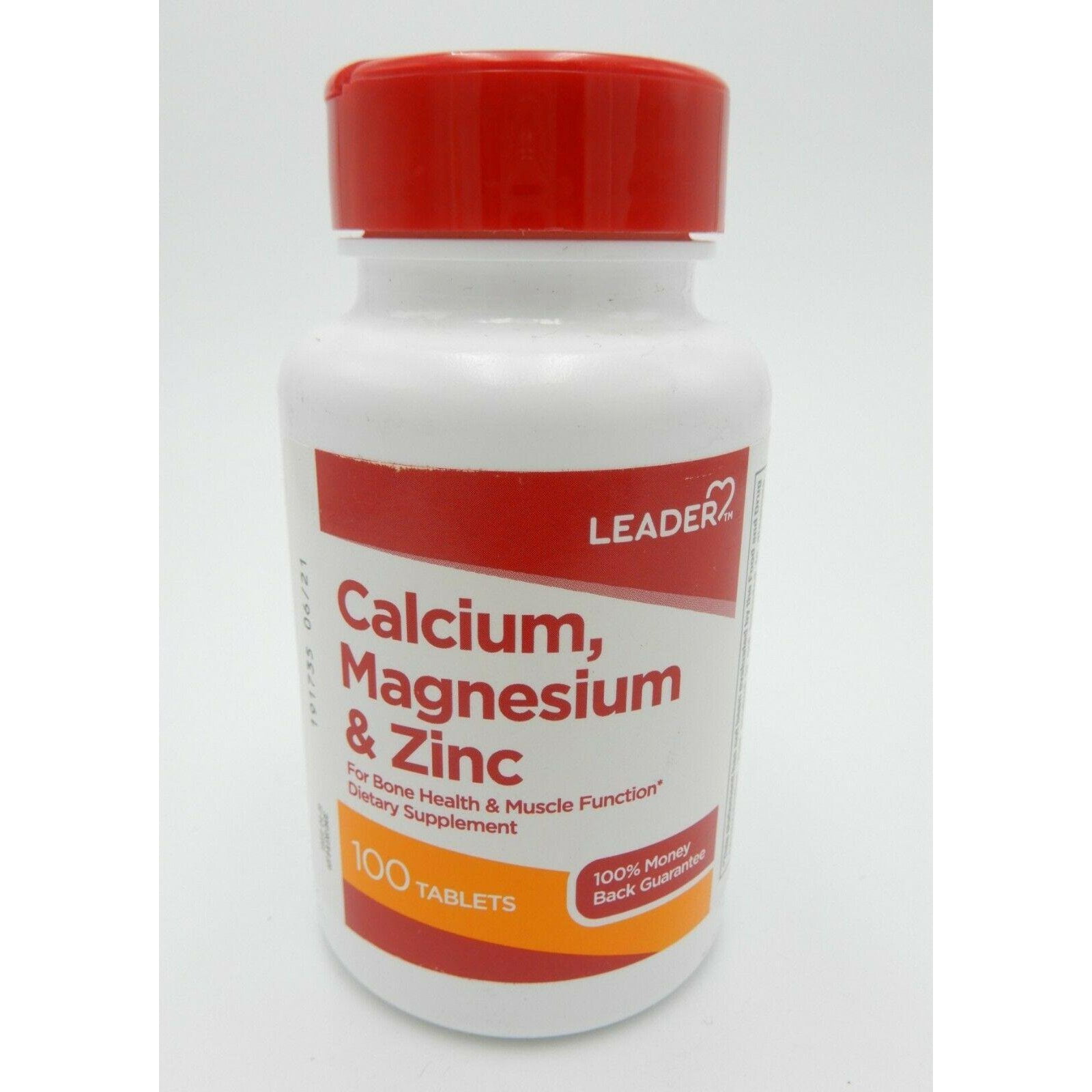 Leader Calcium, Magnesium & Zinc Dietary Supplement, 100 Tablets ...