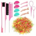1500pcs Mini Rubber Bands 9pcs Hair Design Styling Tools, 4pcs ...