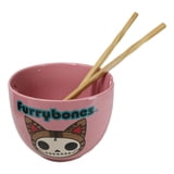 Furrybones Maneki Neko Cat Skeleton Pink Porcelain Bowl With Chopsticks ...