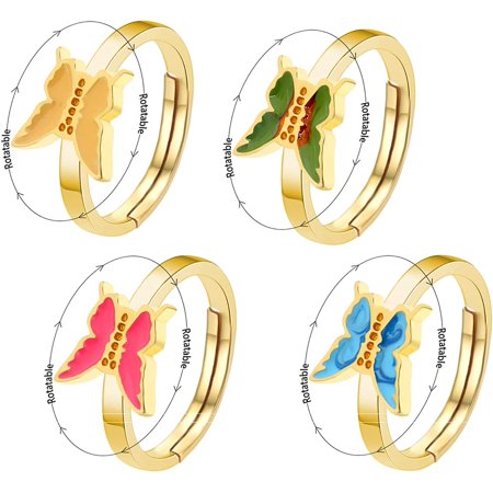 NETSENG Stacking Anti Anxiety Butterfly Spinner Rings for Women Teen ...