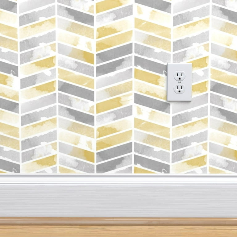 Yellow And Grey Chevron Wallpaper