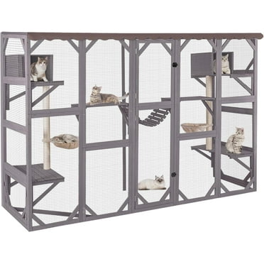 Aivituvin Catio Outdoor Cat Enclosure with Wheels, Resting Box, Cat ...