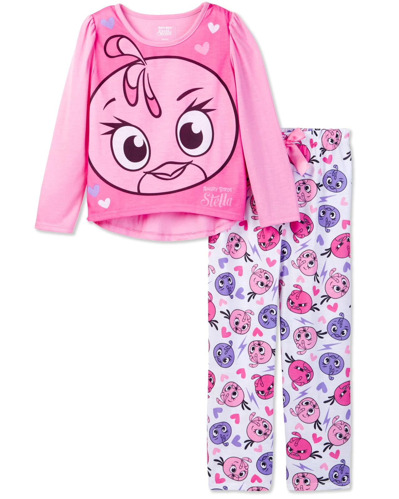 Angry Birds Girls Pajama Stella Top and Pants Sleepwear, Pink, Size: 7 ...