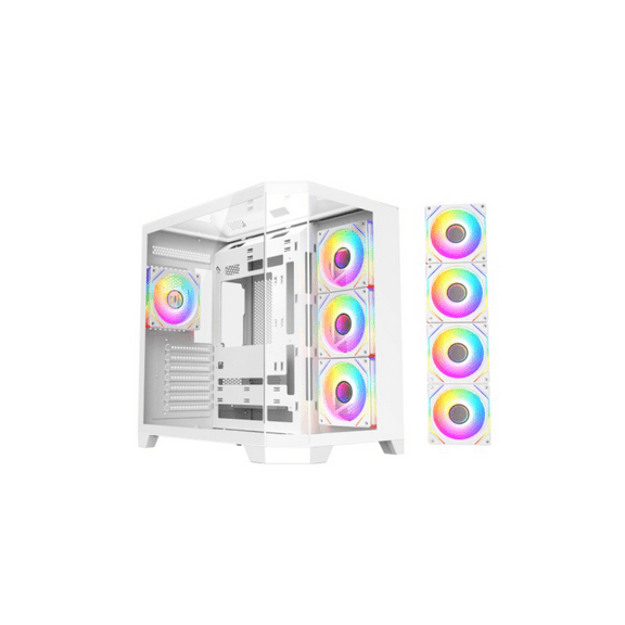 DIYPC White Gaming Computer Case, Micro ATX, USB3.0, Dual Tempered ...