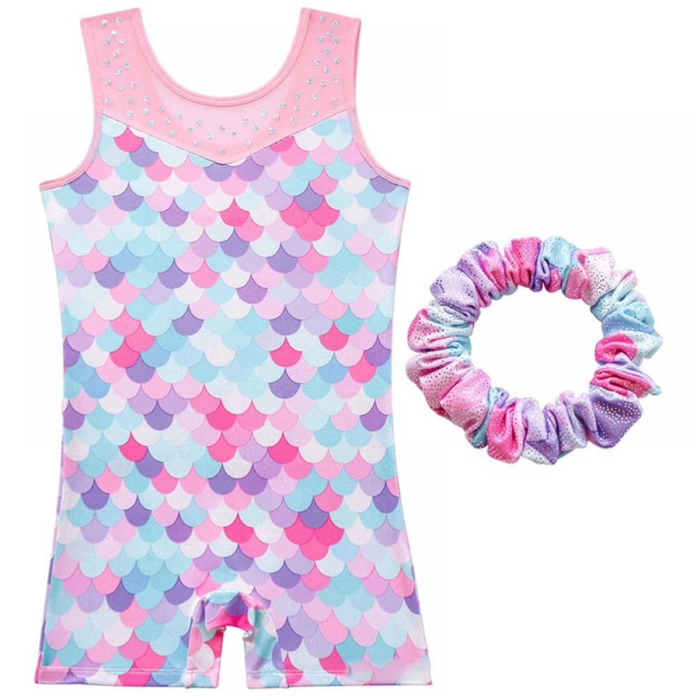 Toddler Little Girls Sleeveless Gymnastics Leotards with Hairband, Big ...