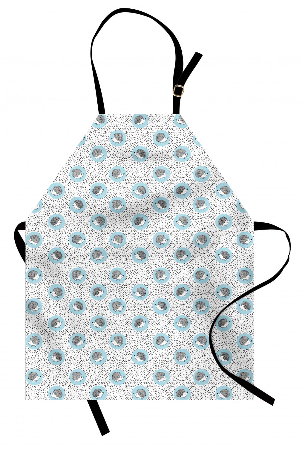 Hedgehog Apron, Watercolor Effect Hedgehogs Smiling on Monochrome Lines ...