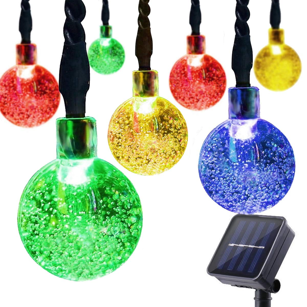 LINLIN Solar Crystal Ball String Lights,Waterproof LED Bubble Globe ...
