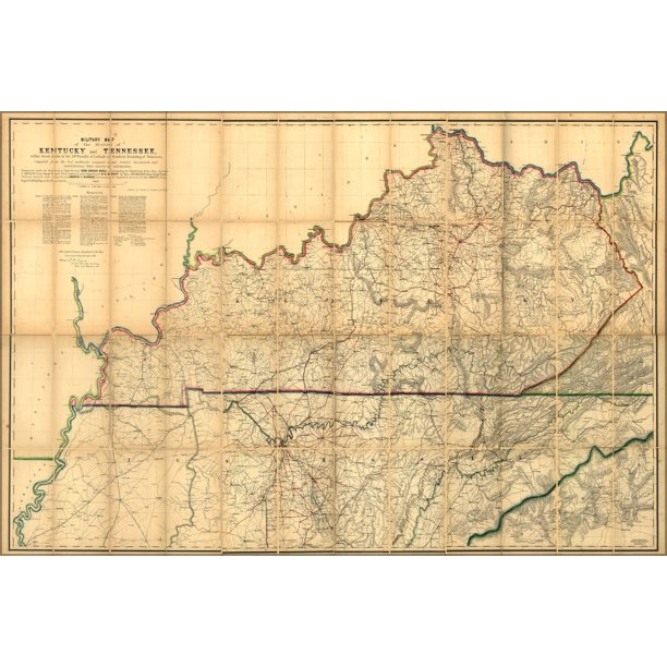24"x36" Gallery Poster, Military map of Kentucky and Tennessee 1863 ...
