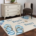 The Beach Is My Happy Place Washable Area Rug 2.7x5 Summer Retro Ocean ...