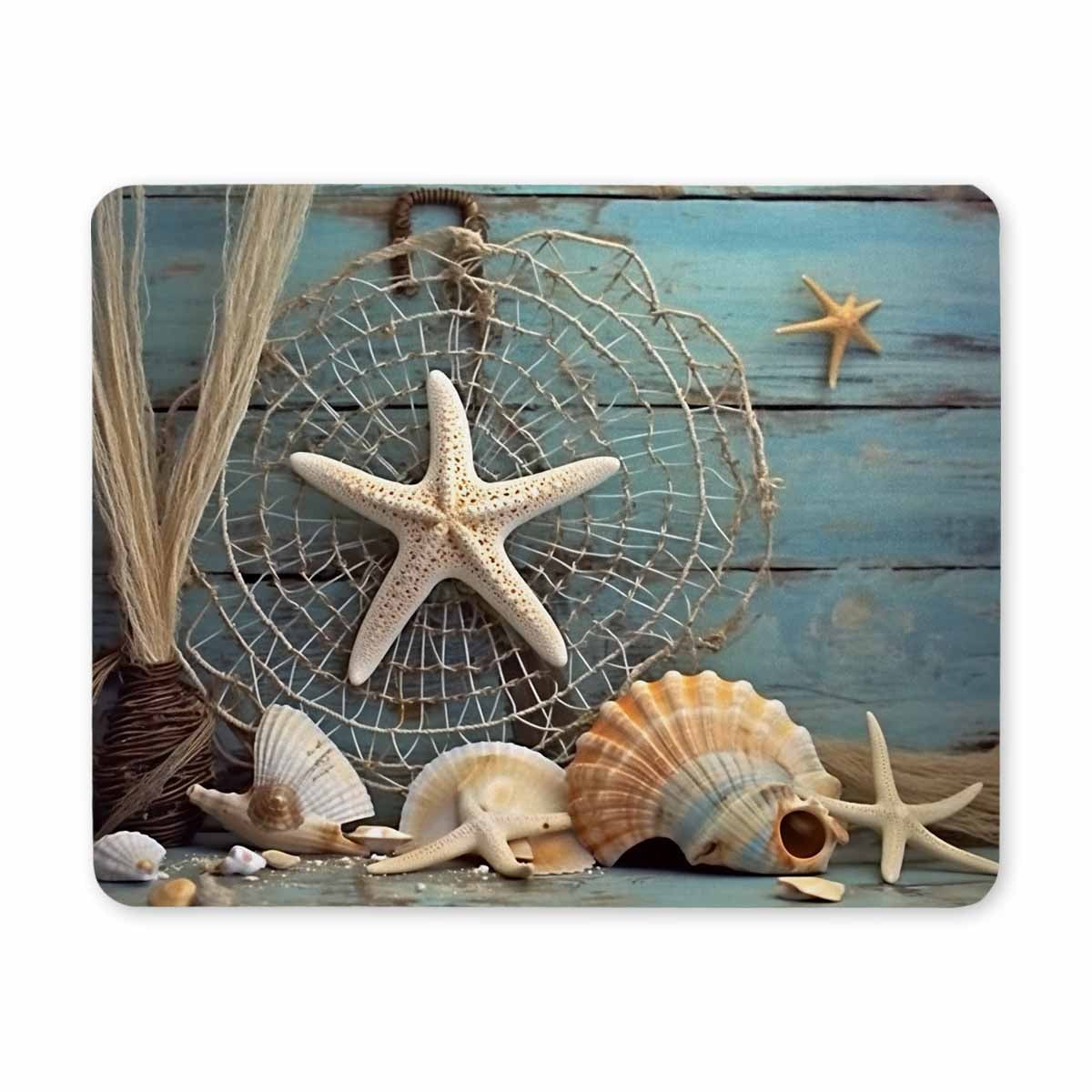 Seashell Conch Starfish Mouse Pad Fishing Nets Beach Ocean Non-Slip ...