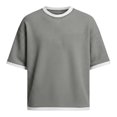 felwors Men's Waffle Knit T-Shirt Short Sleeve Casual Color Block ...