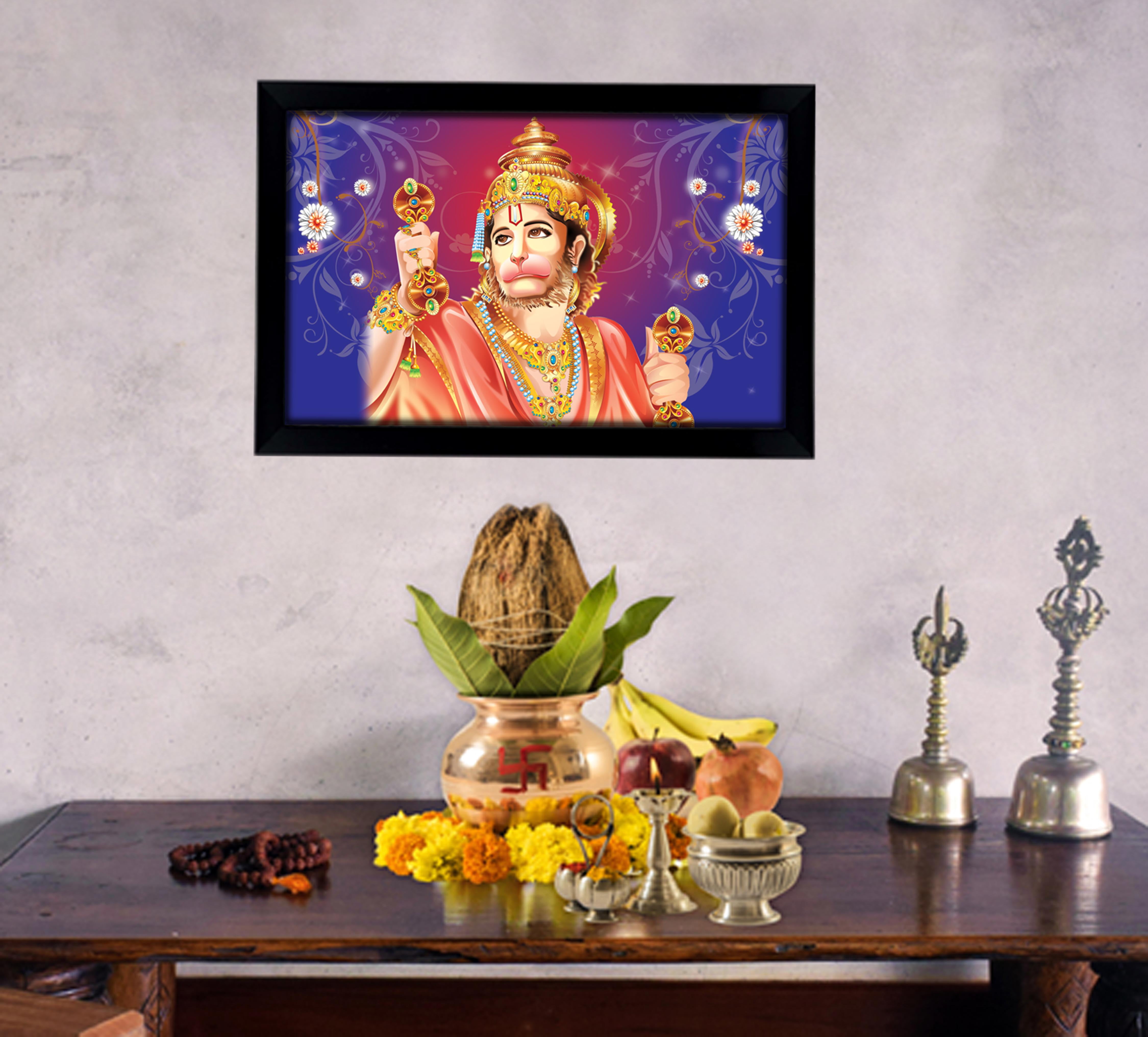 Buy IBA Indianbeautifulart Lord Hanuman Singing Poster With Frame ...