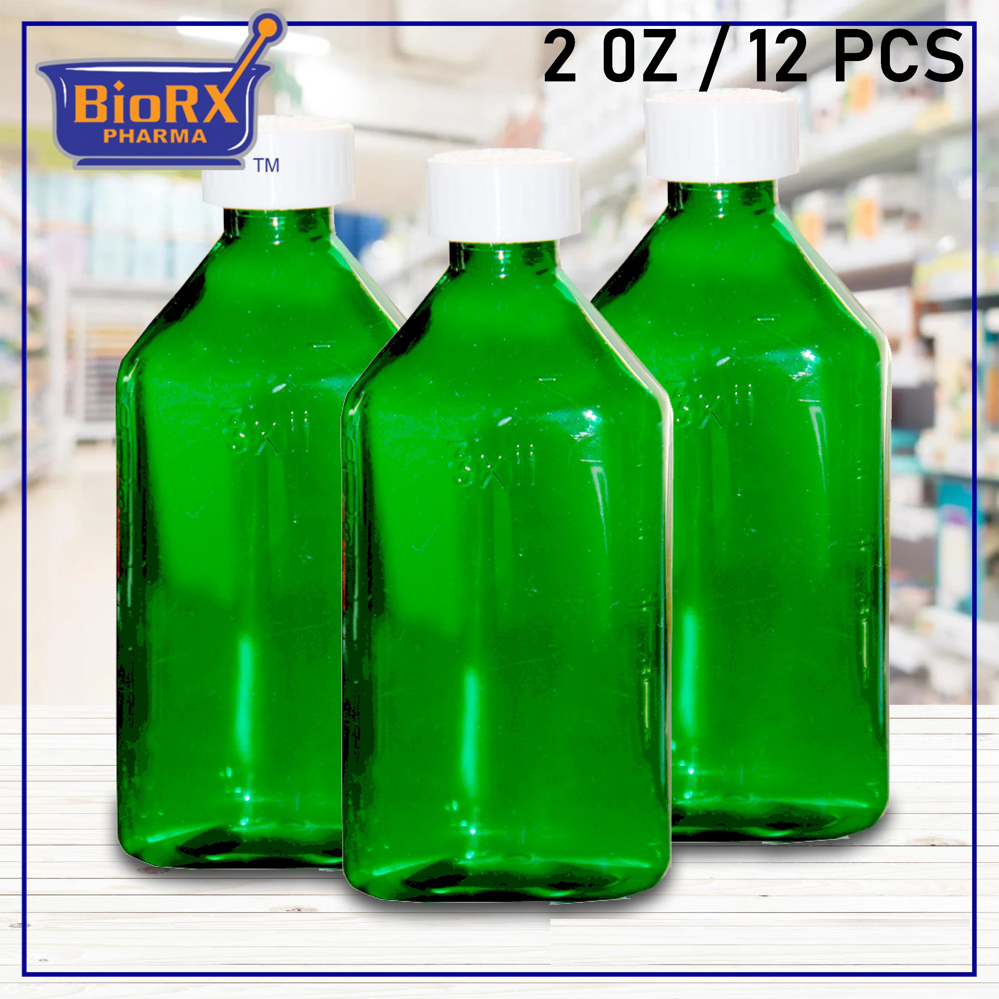 Oval Pharmacy Bottle for Liquid Medicine – Green Medicine Bottle ...